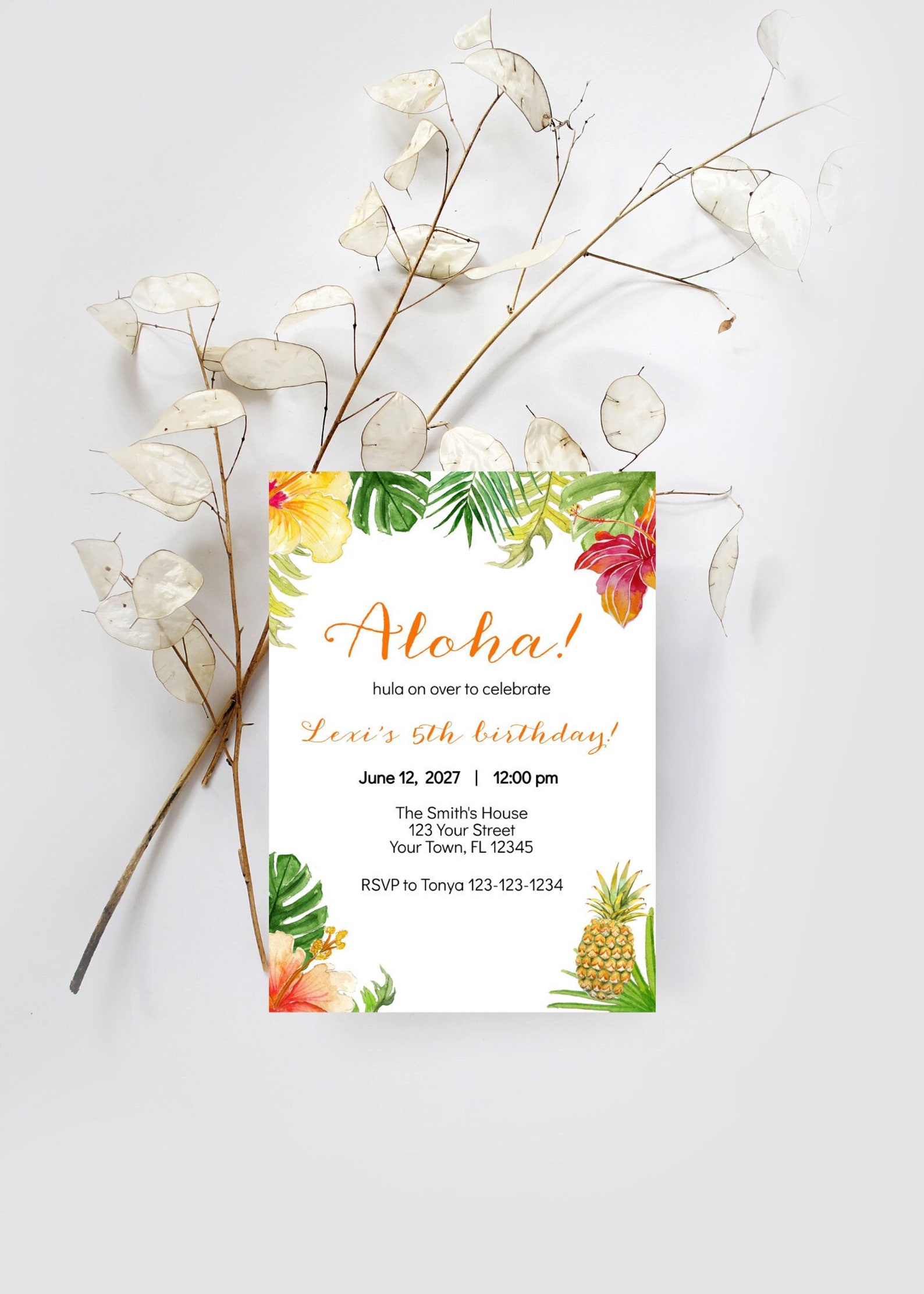 Aloha Luau Birthday Invitation Template, Shower Invite, Beach Invite ...