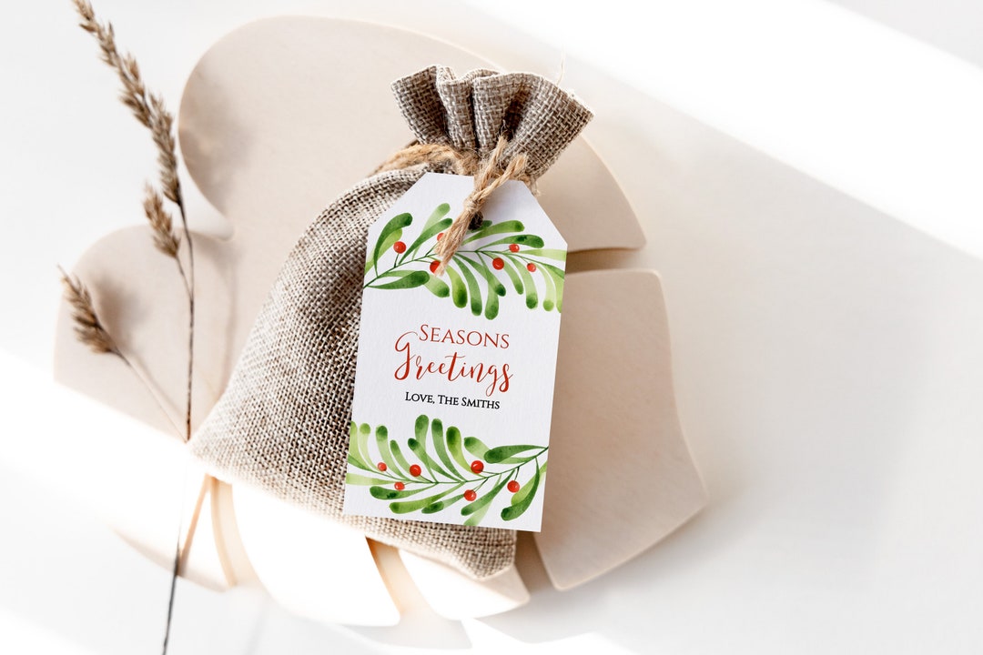 Printable Christmas Gift Tag, Pine Editable Gift Tags, Digital ...