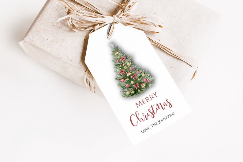 Printable Christmas Gift Tag, Christmas Tree Editable Gift Tags ...