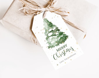 Printable Christmas Gift Tag, Christmas Tree Editable Gift Tags ...