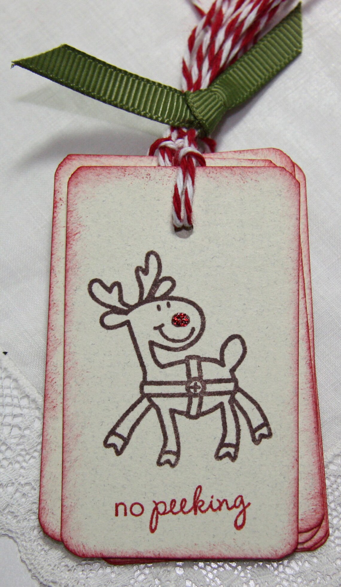 Glitter Rudolph Reindeer Christmas Gift Tags, No Peeking Tags - Etsy