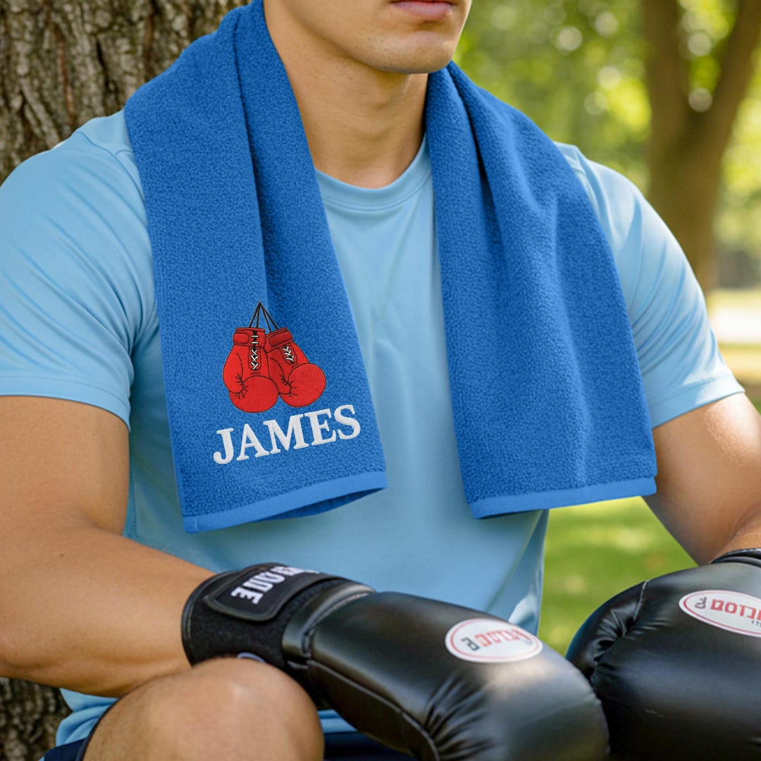 Personalised Boxing Towel – Custom Embroidered Name or Text – Soft ...