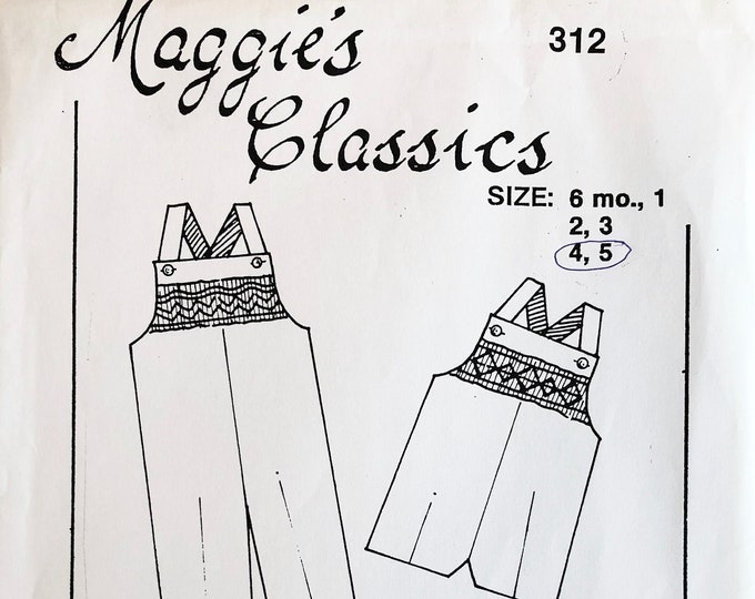 Smocked Boys' Overall Sewing Pattern, Size 4/5 Boys' Overall, Maggies ...