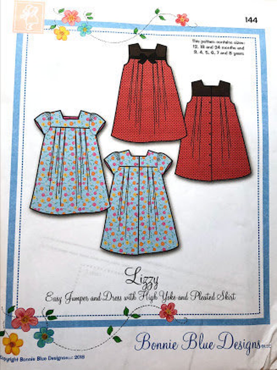 Bonnie Blue Designs 144 Lizzy, Easy Jumper Dress Pattern, Pleated Skirt ...