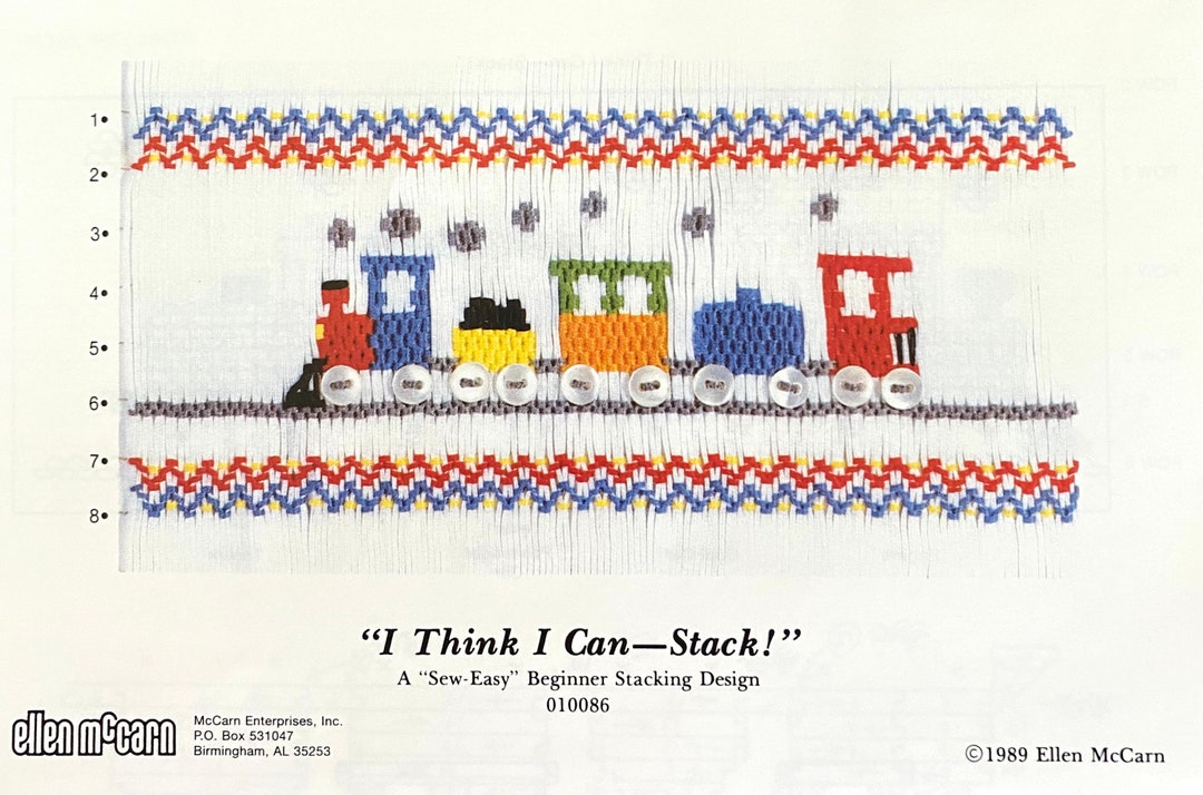 Smocking Plate "i Think I Can Stack” by Ellen Mccarn, Train Smocking ...