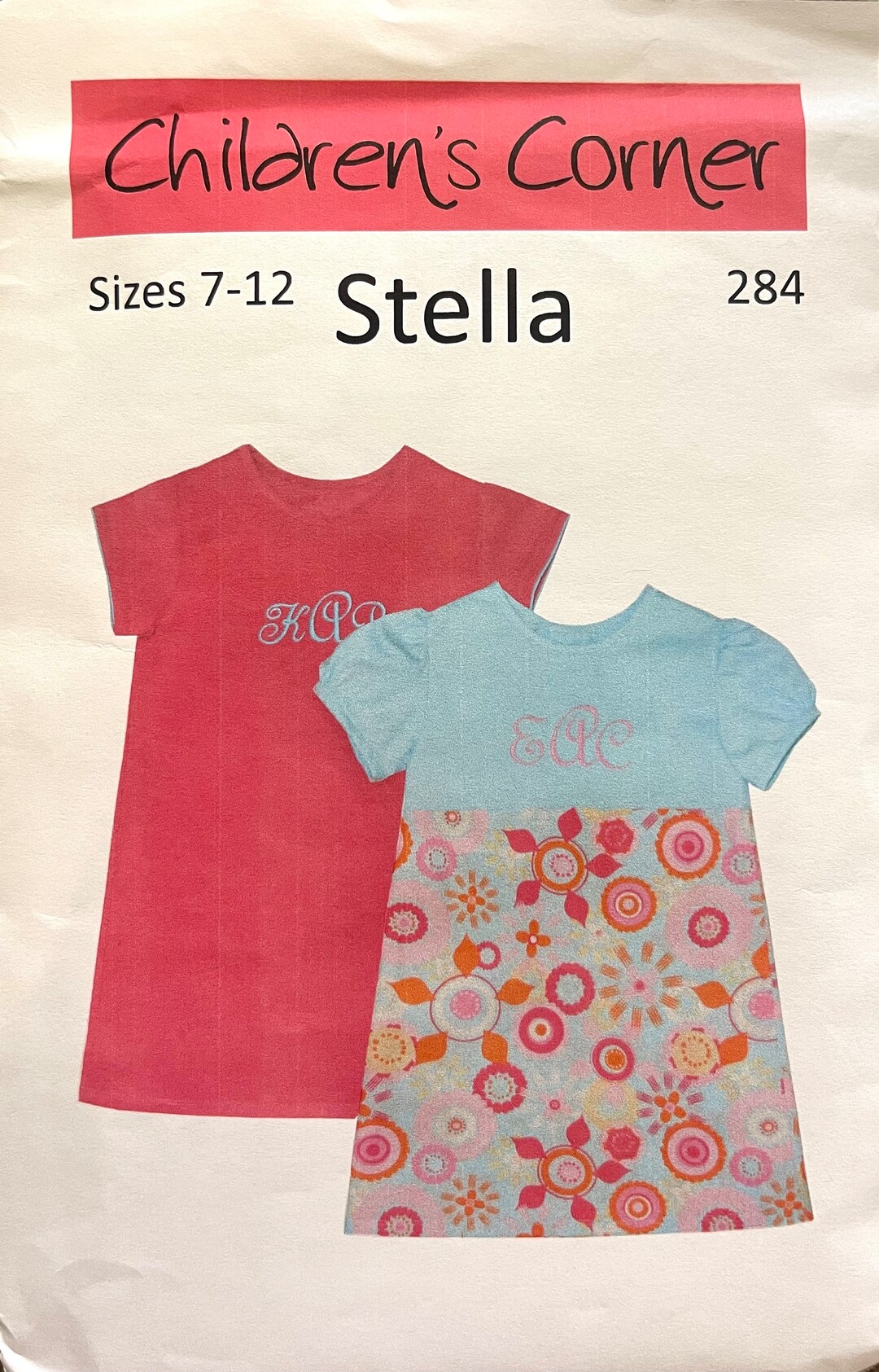 Children's Corner Pattern 284 Stella, Sizes 7-12, Dress Pattern, Aline ...