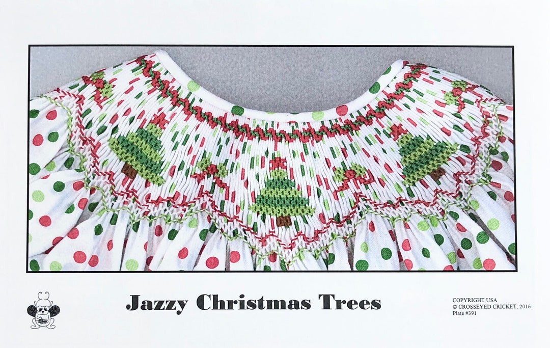 Jazzy Christmas Trees Smocking Plate: Crosseyed Cricket Design (paper ...