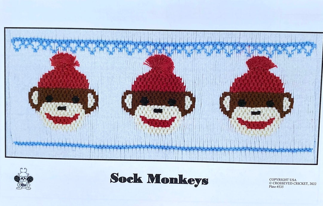 Smocking Plate "sock Monkeys” by Crosseyed Cricket, Sock Monkey ...