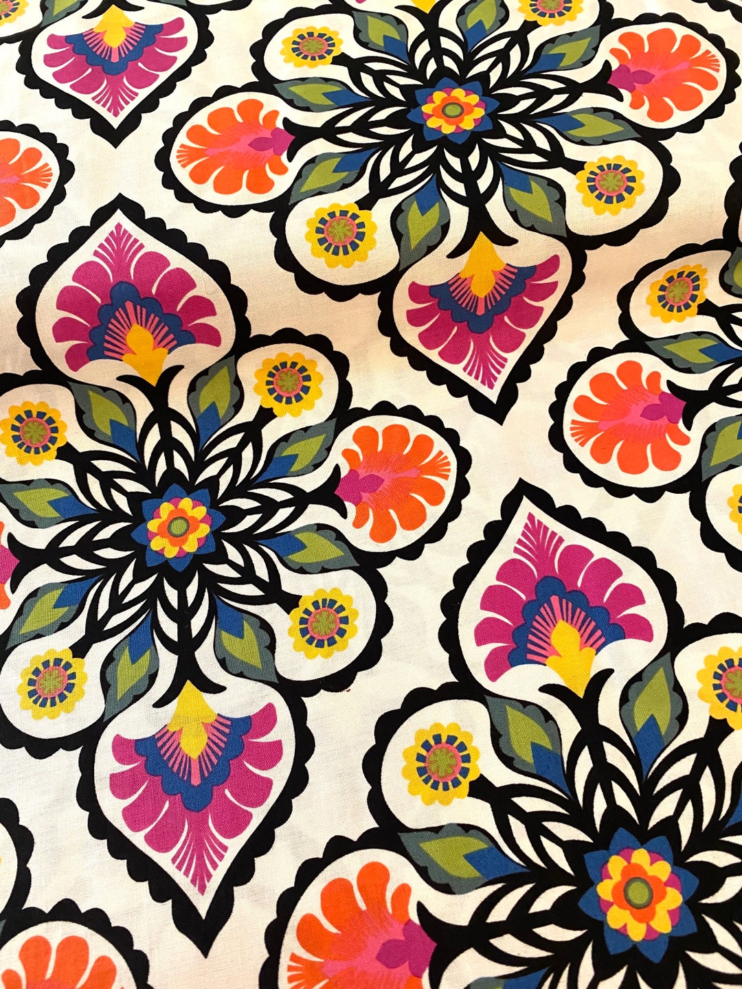 Dear Stella Large Vibrant Motif Fabric by the Yard, Cotton Fabric - Etsy