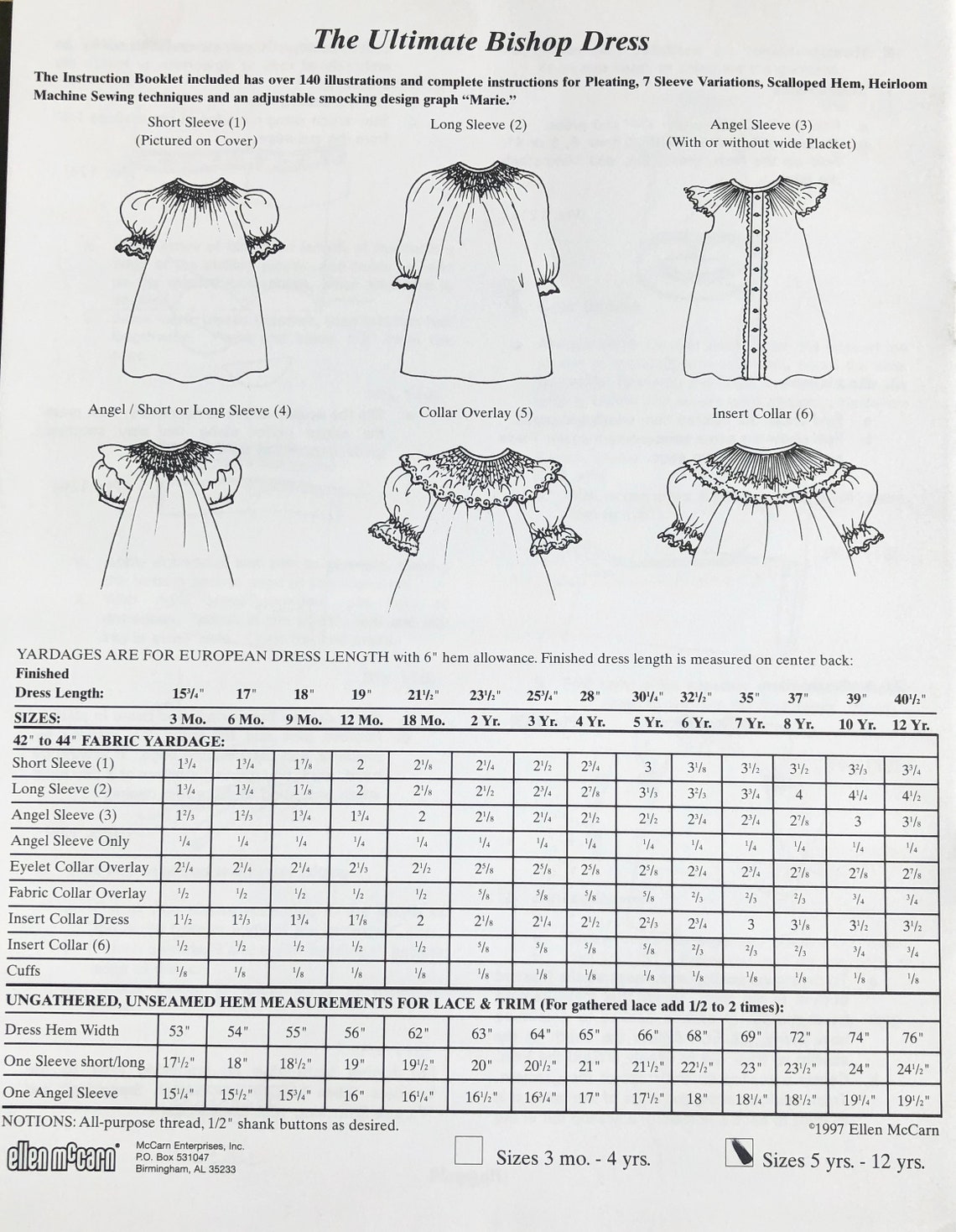 Heirloom Bishop Dress Pattern by Ellen Mccarn - Etsy