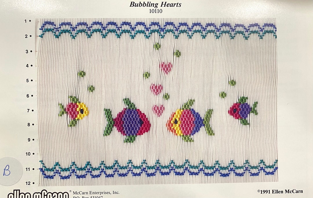 Bubbling Hearts Smocking Plate, Fish Smocking, Ellen Mccarn Smocking - Etsy