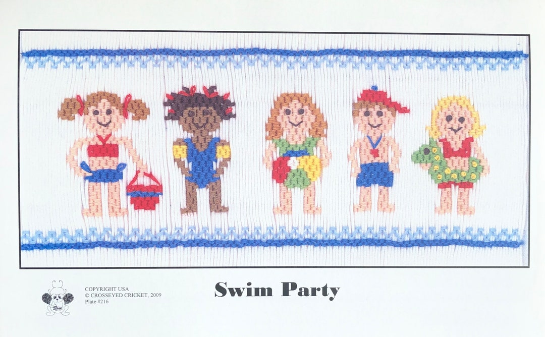 Smocking Plate "swim Party" Crosseyed Cricket, Summer Smocking, - Etsy