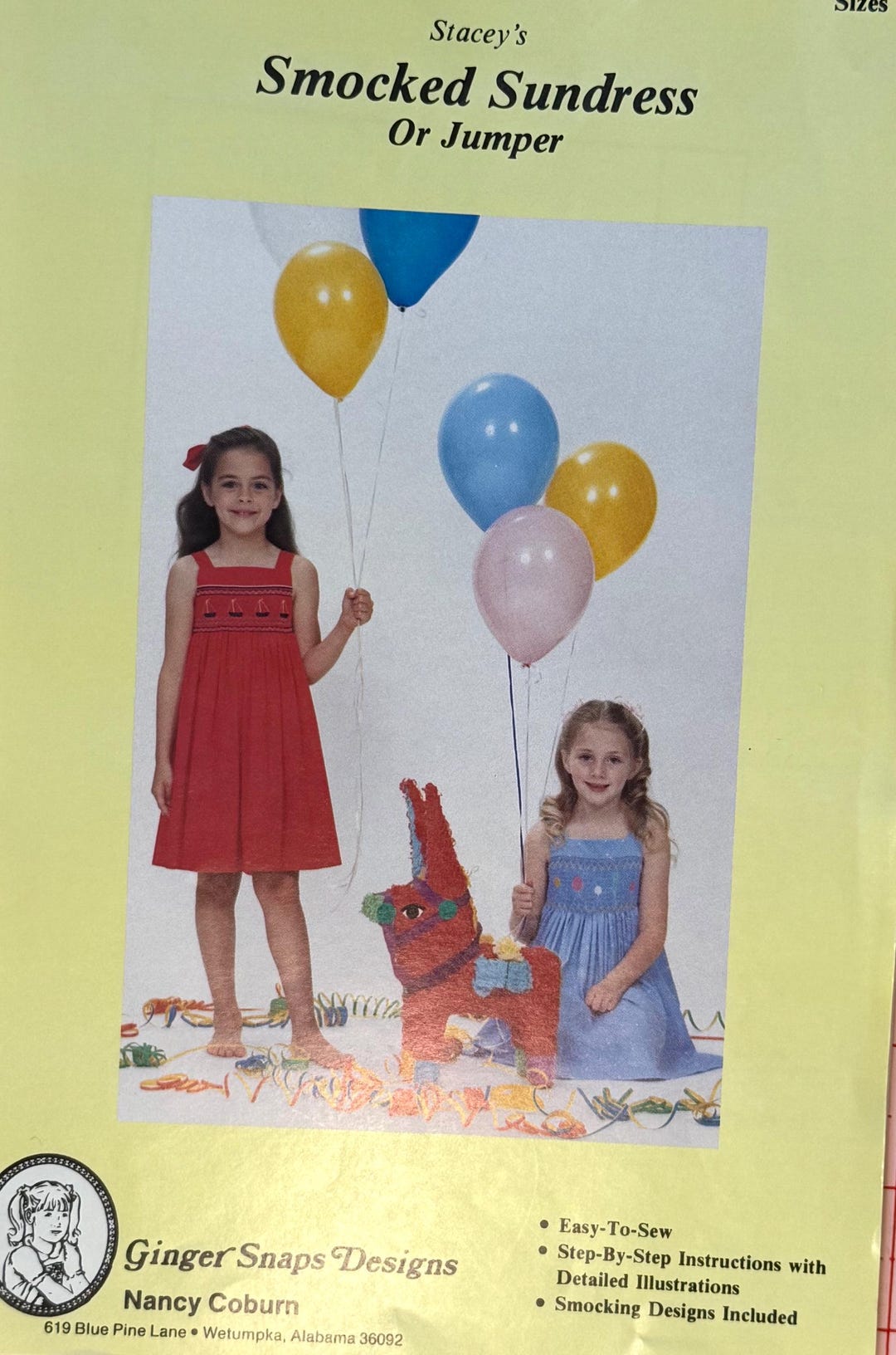 Ginger Snaps Designs Smocked Sundress Pattern, Dress and Jumper Pattern, Girls Jumper Pattern ...