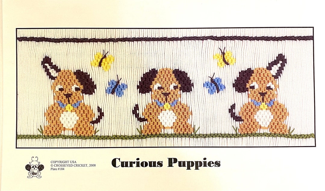 Curious Puppies Smocking Plate by Crosseyed Cricket Puppy - Etsy