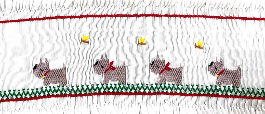 Smocked Inset Scotty Dogs Ready to Use Smocked Inset, Dog Smocking - Etsy