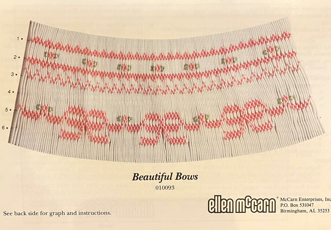 Smocking Plate "beautiful Bows” by Ellen Mccarn , Bishop Smocking - Etsy