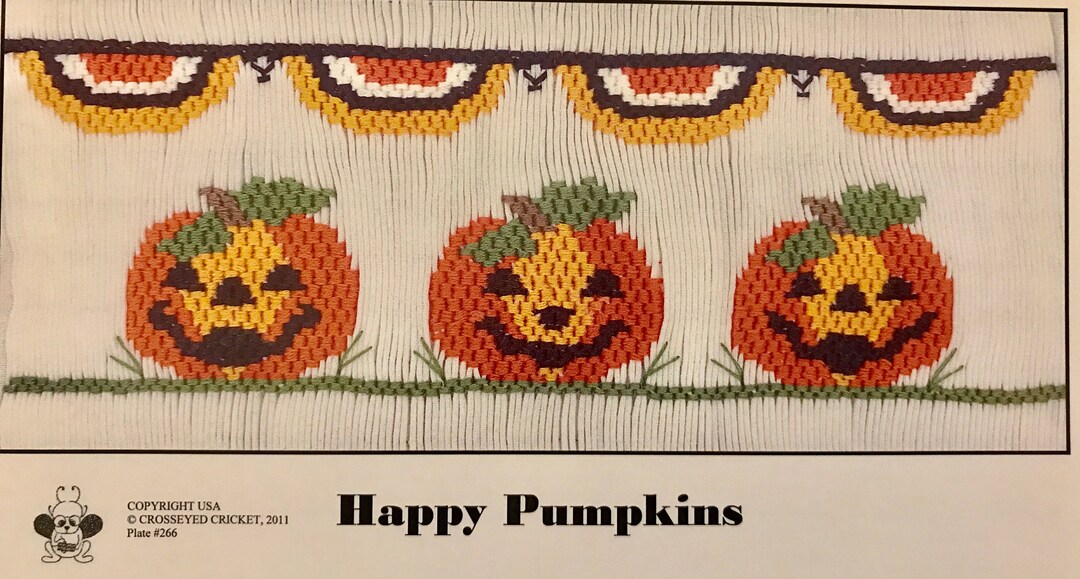 Smocking Plate Happy Pumpkins by Crosseyed Cricket - Etsy
