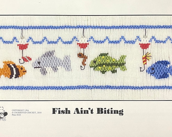 Smocking Plate by Crosseyed Cricket “fish Ain’t Biting”, Fish Bait ...