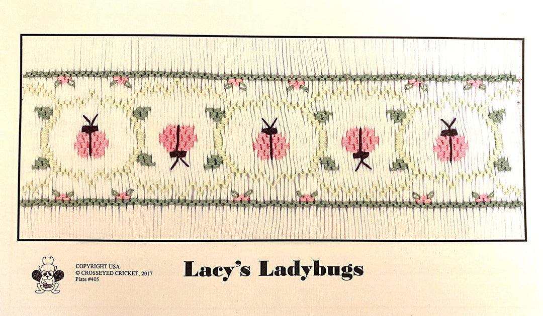Smocking Plate “lacy’s Ladybugs” by Crosseyed Cricket, Ladybug Smocking ...