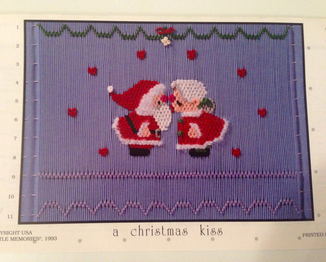 Santa's Christmas Kiss Smocking Plate Pattern (paper Pattern) - Etsy