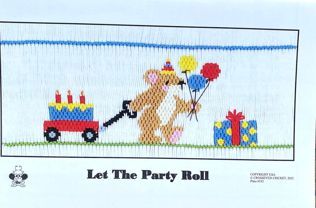 Smocking Plate "let the Party Roll“ by Crosseyed Cricket, Birthday ...