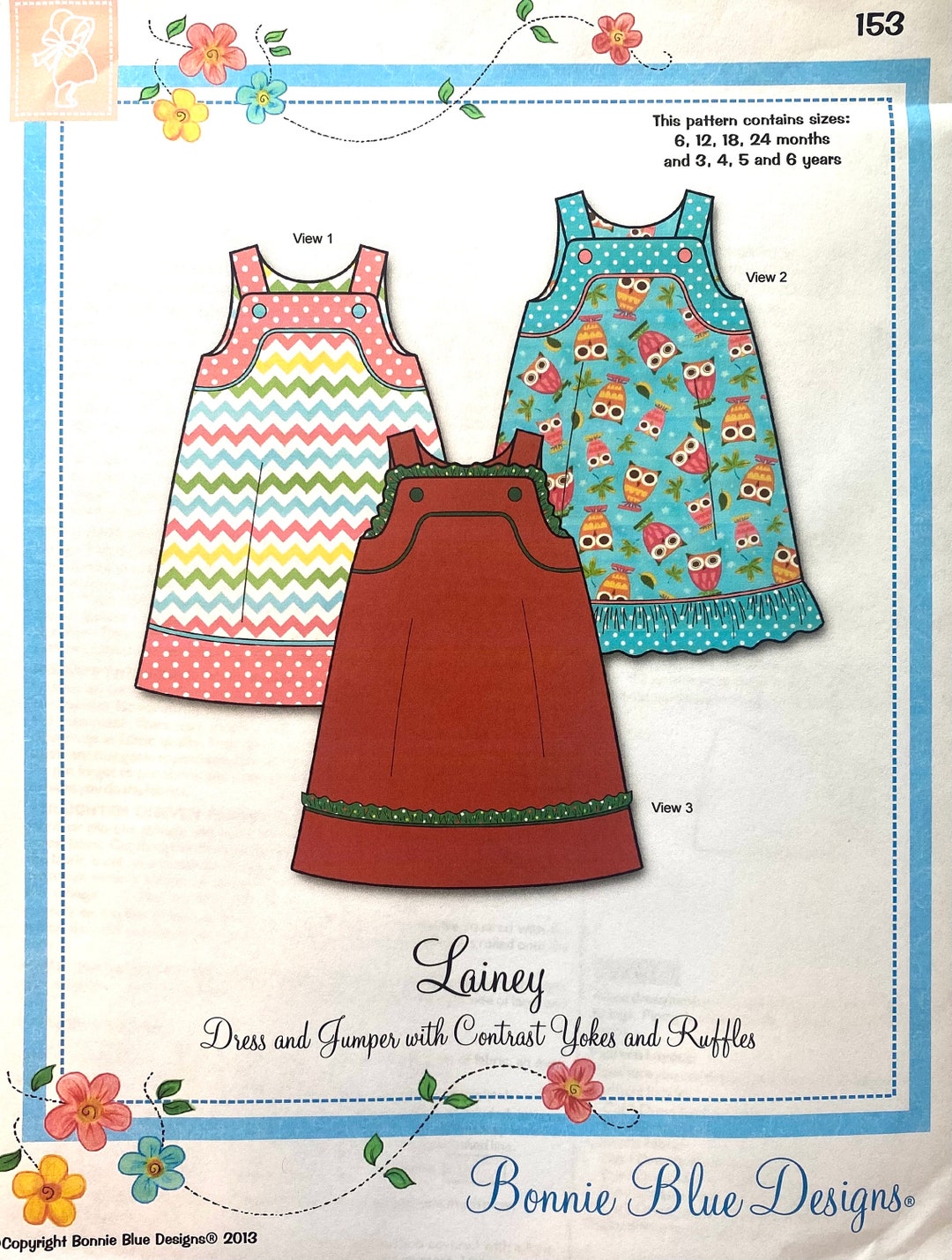 Summer Dress Sewing Pattern for Girls, Bonnie Blue Designs, 153 Lainey ...