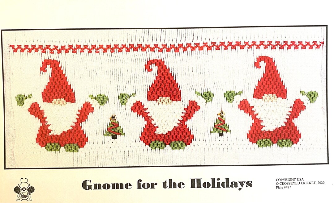 Gnome for the Holidays Smocking Plate by Crosseyed Cricket - Etsy