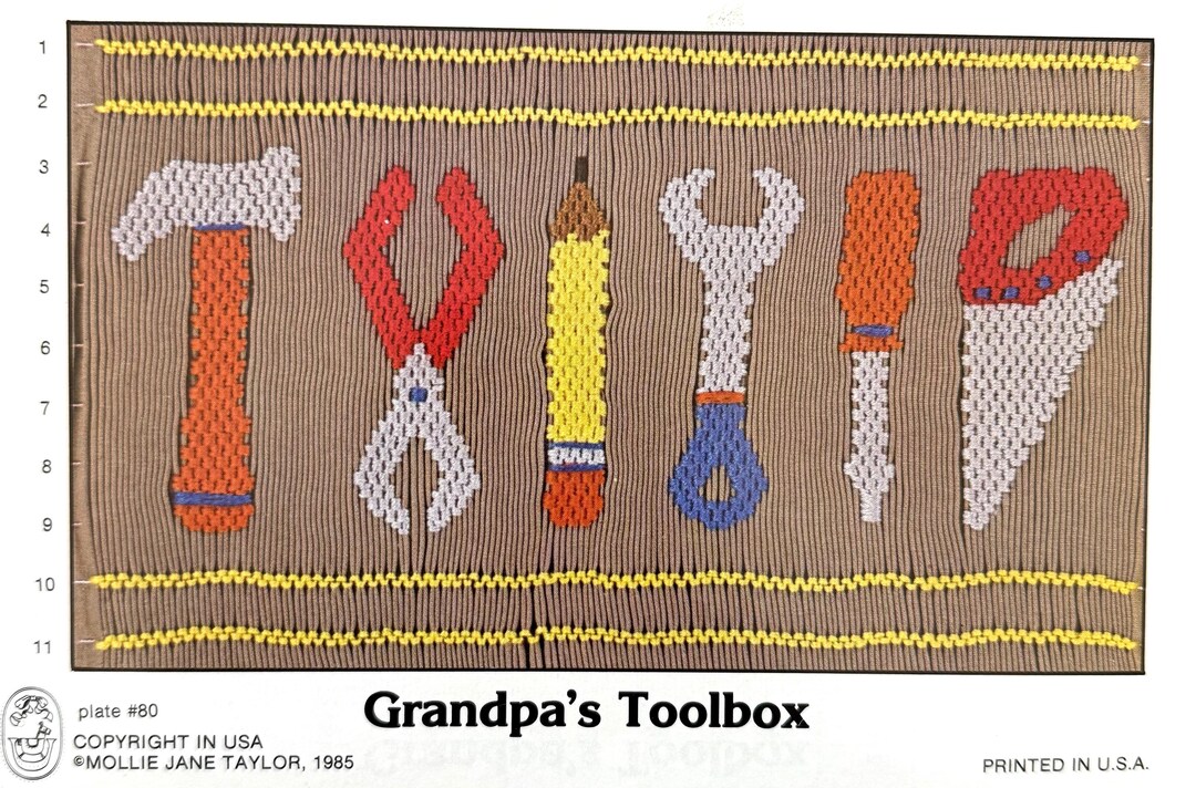 Grandpa’s Toolbox Smocking Plate, Tools Smocking Plate, Vintage ...