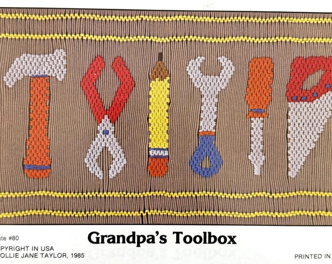 Grandpa’s Toolbox Smocking Plate, Tools Smocking Plate, Vintage ...