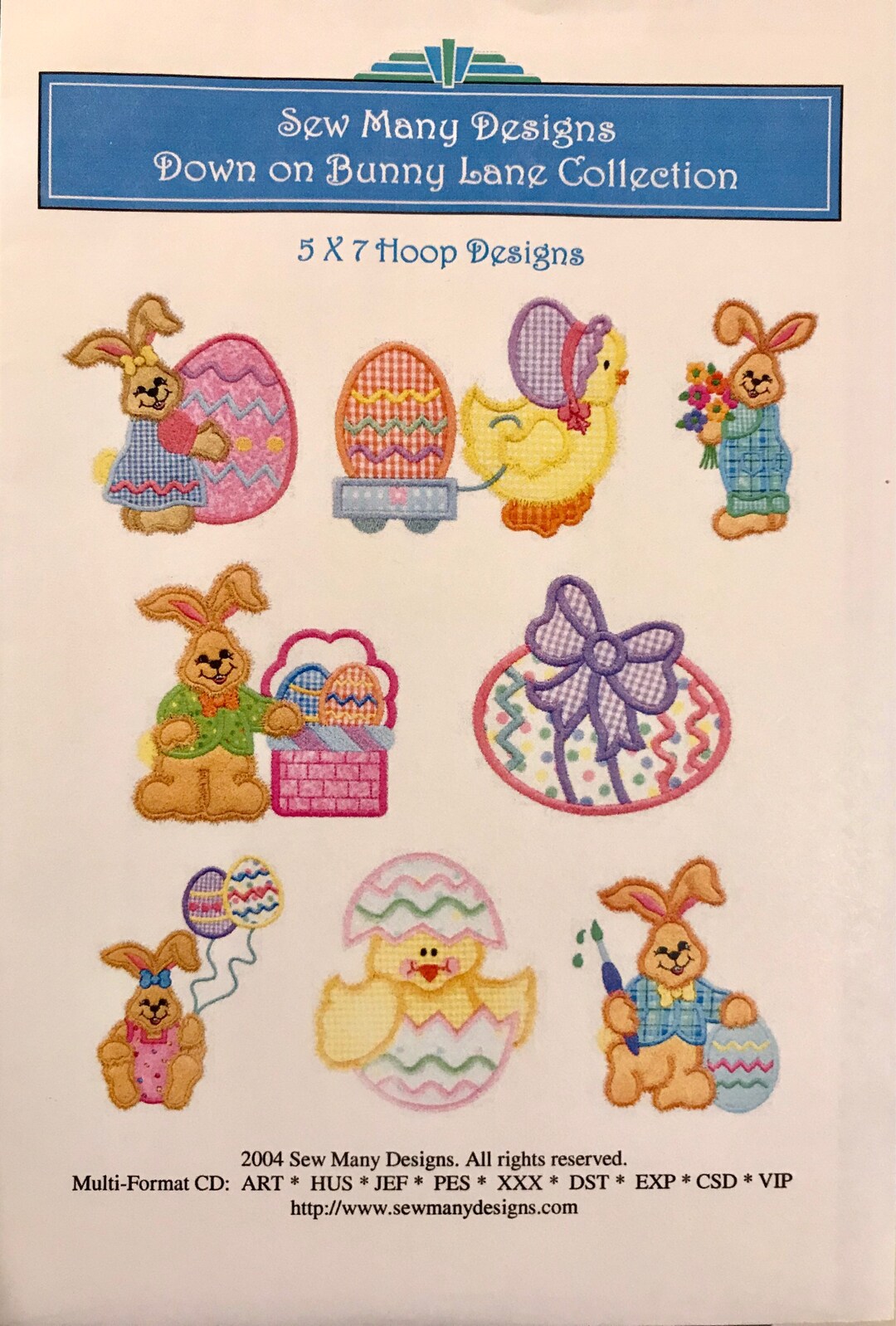 Machine Embroidery Design by Sew Many Designs "down on Bunny Lane" CD ...