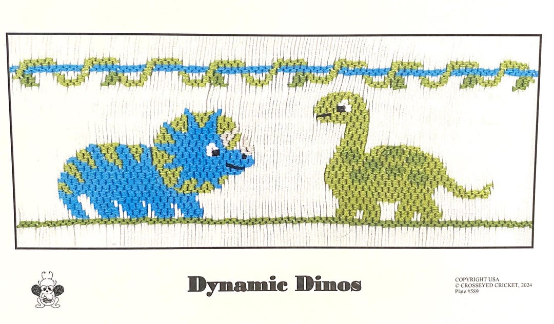 Dynamic Dinos Smocking Plate by Crosseyed Cricket, Dinosaur Smocking - Etsy