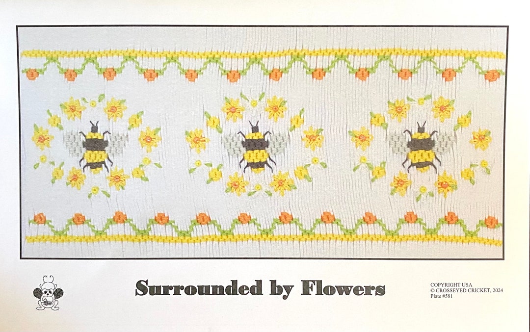Surrounded by Flowers Smocking Plate by Crosseyed Cricket, Bee Smocking ...