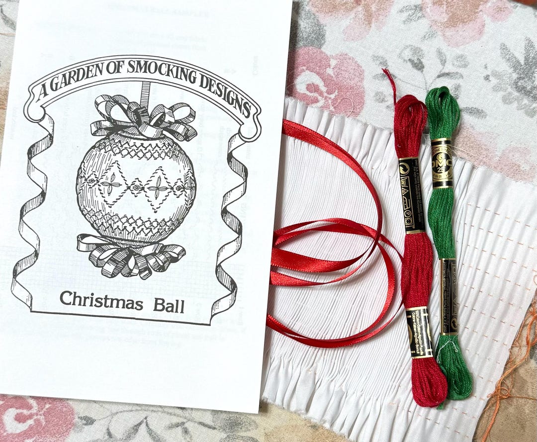 Christmas Ball Smocking Kit, Smocked Ornament Kit, Christmas Smocking ...