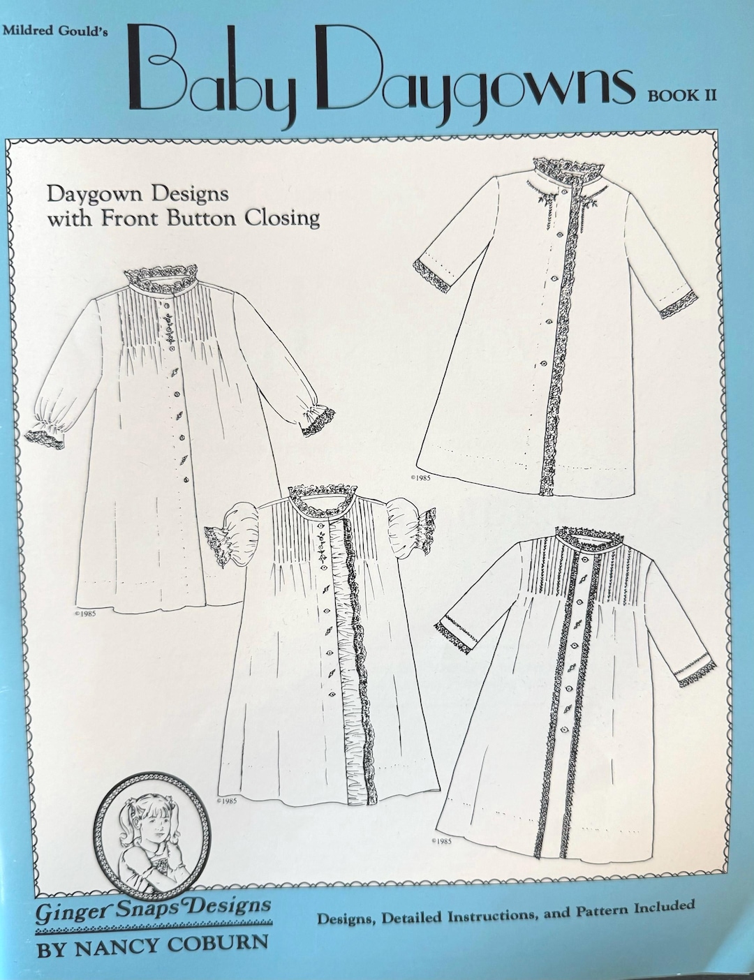 Baby Daygowns Book Ii-ginger Snap Designs by Nancy Coburn, Button Front Daygown Pattern - Etsy