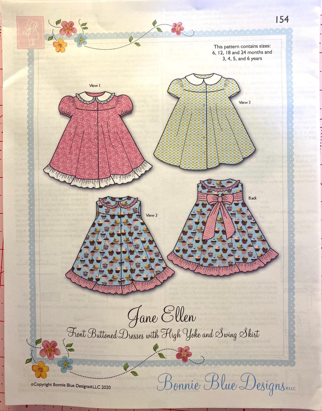 Bonnie Blue Designs 154 Jane Ellen Swing Dress Pattern, Size 6 Months ...