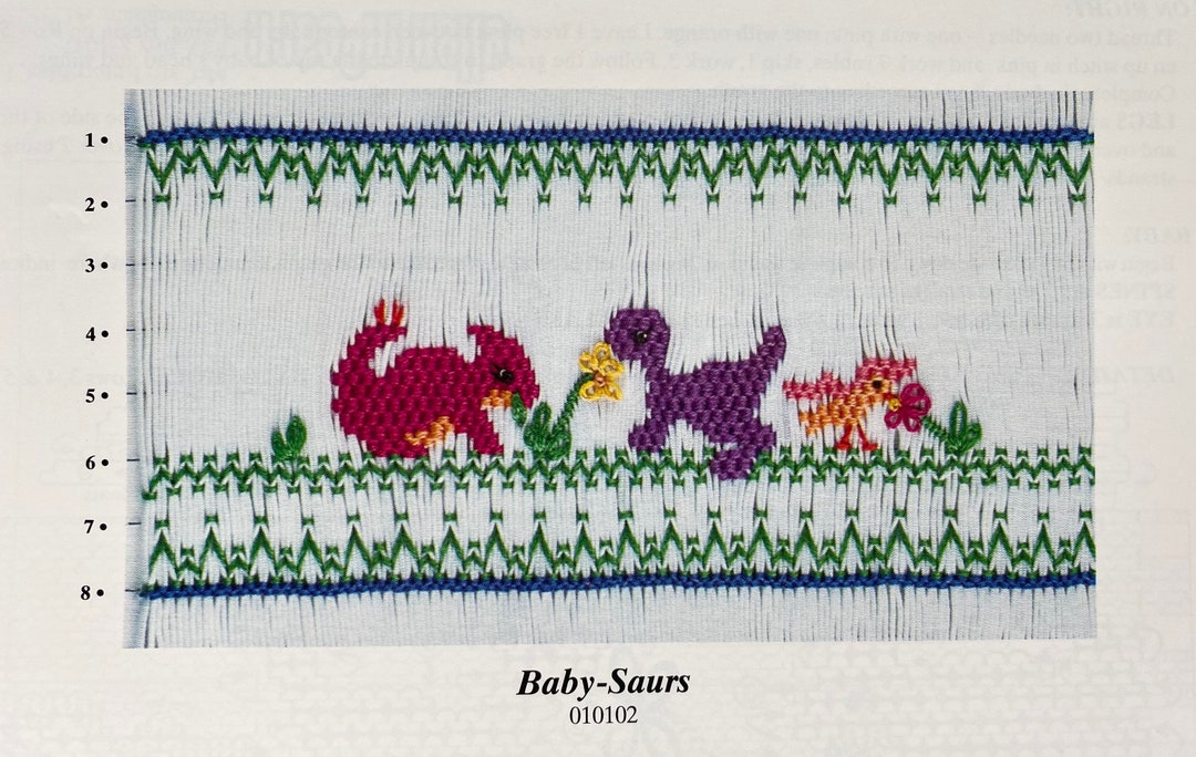 Smocking Plate "baby-saurs" 10102 by Ellen Mccarn, Dinosaur Smocking - Etsy