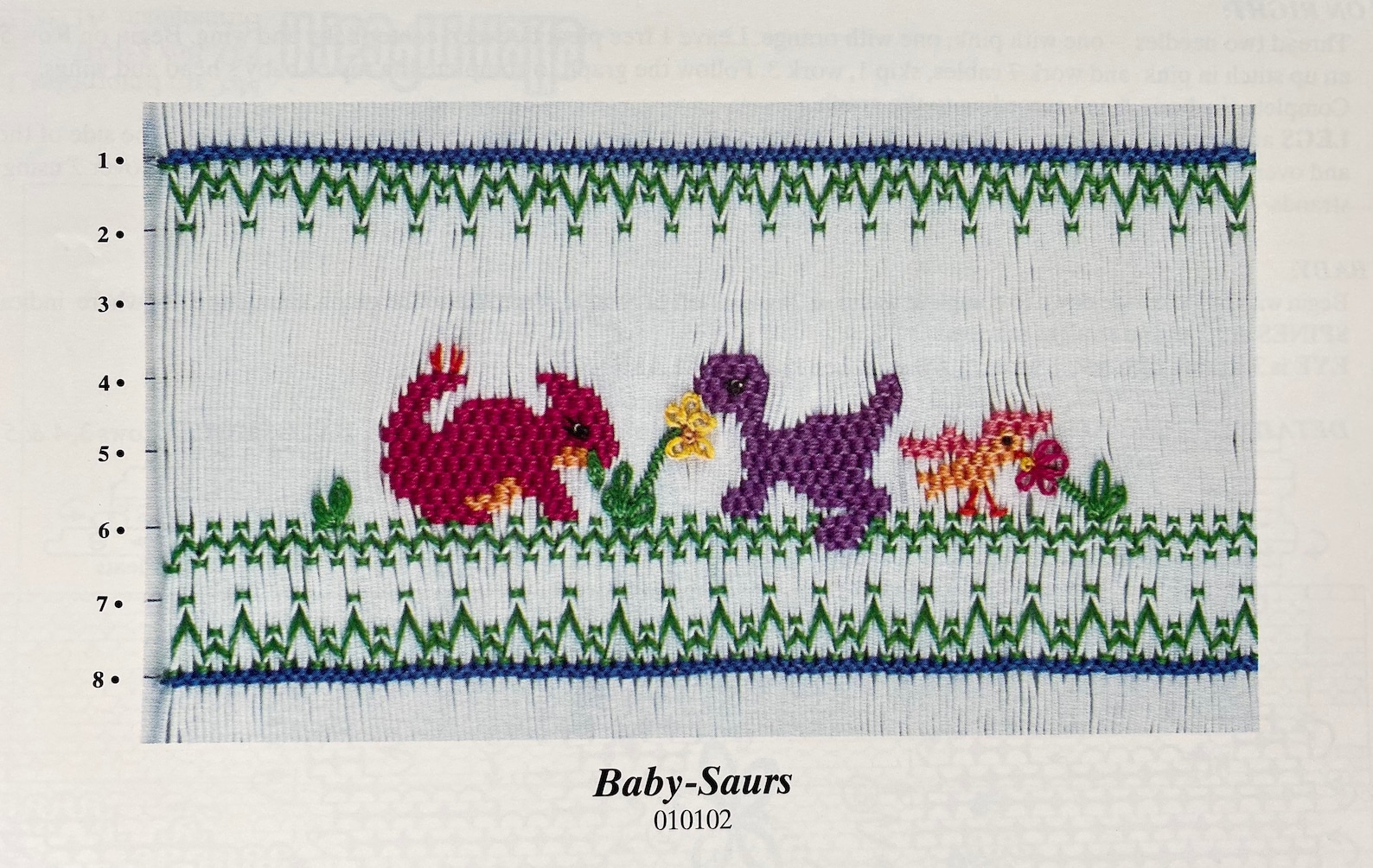 Smocking Plate "baby-saurs" 10102 by Ellen Mccarn, Dinosaur Smocking - Etsy