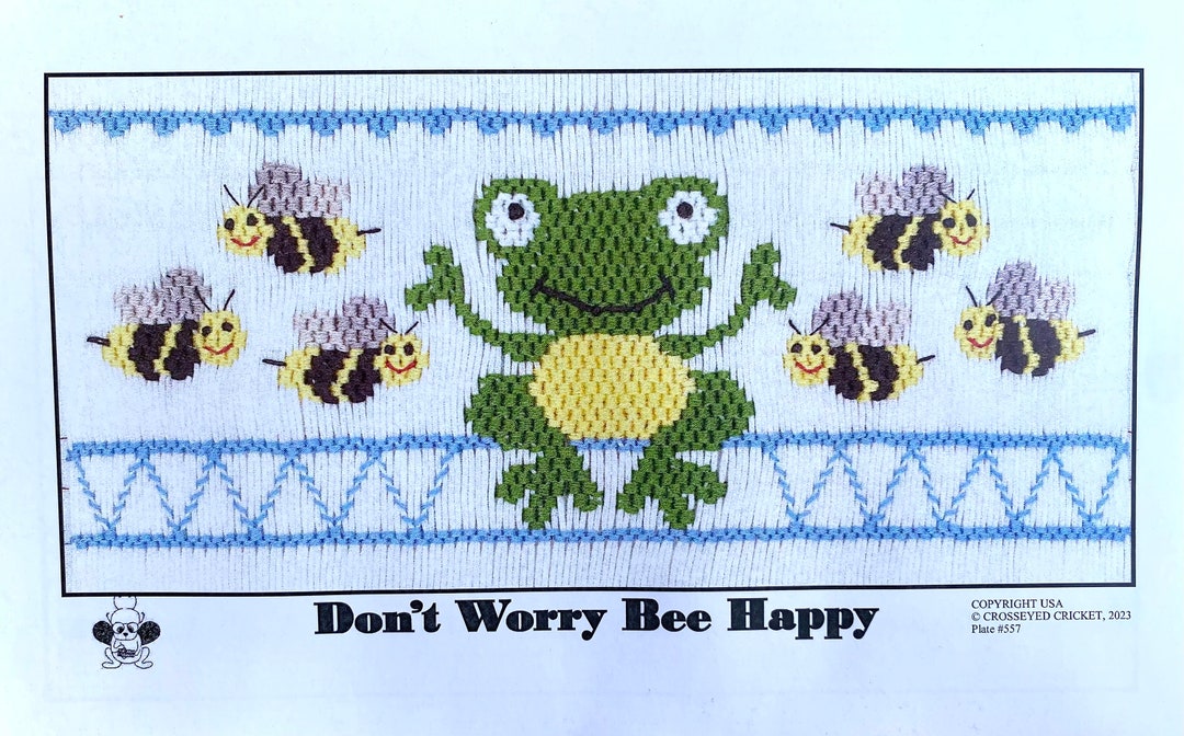 Don’t Worry Bee Happy Smocking Plate by Crosseyed Cricket, Bee Smocking ...