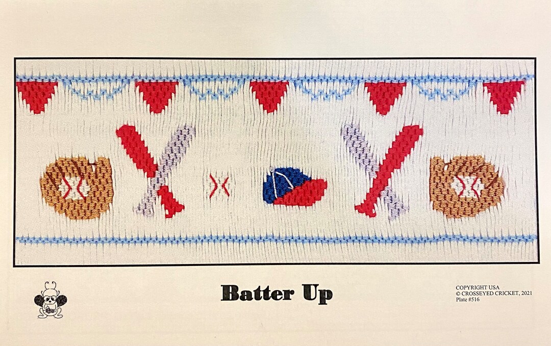 Smocking Plate by Crosseyed Cricket “batter Up”, Baseball Smocking ...