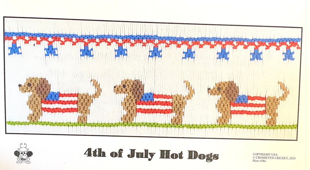 4th of July Hot Dogs Smocking Plate by Crosseyed Cricket, American Flag ...