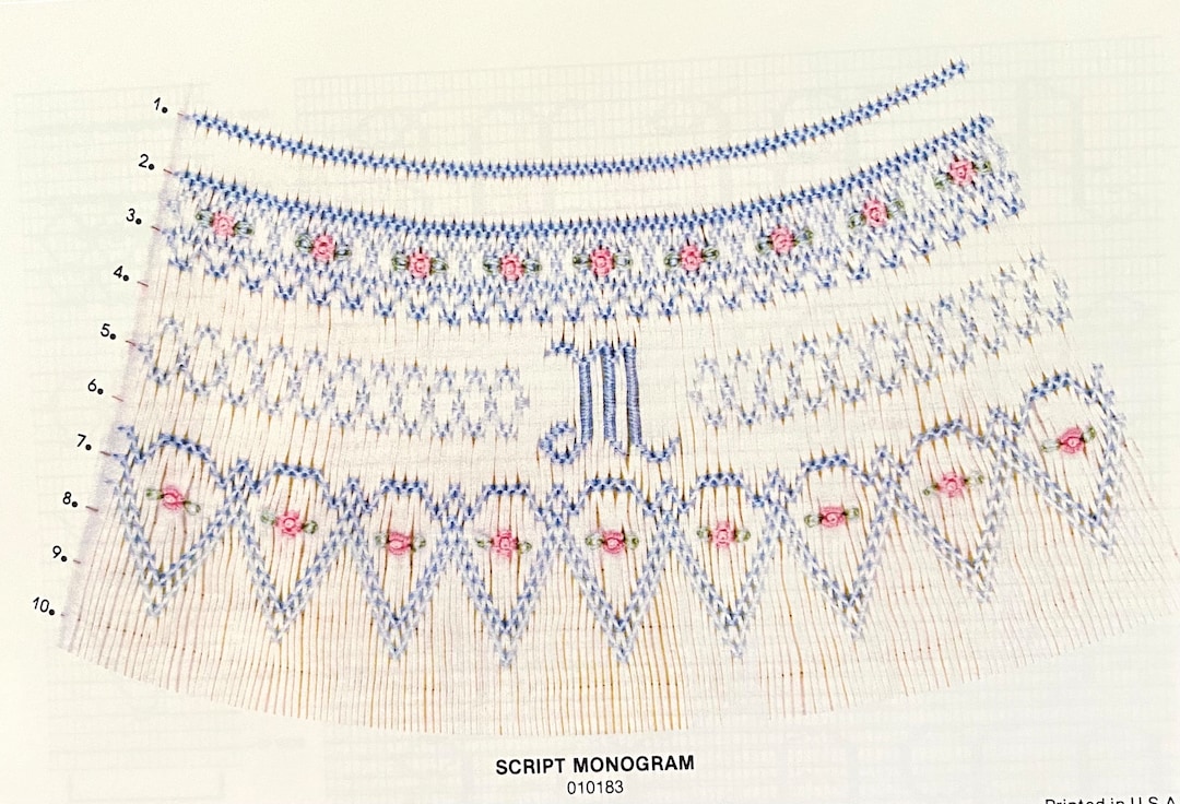 Smocking Plate Script Monogram by Ellen Mccarn, Monogram Smocking ...