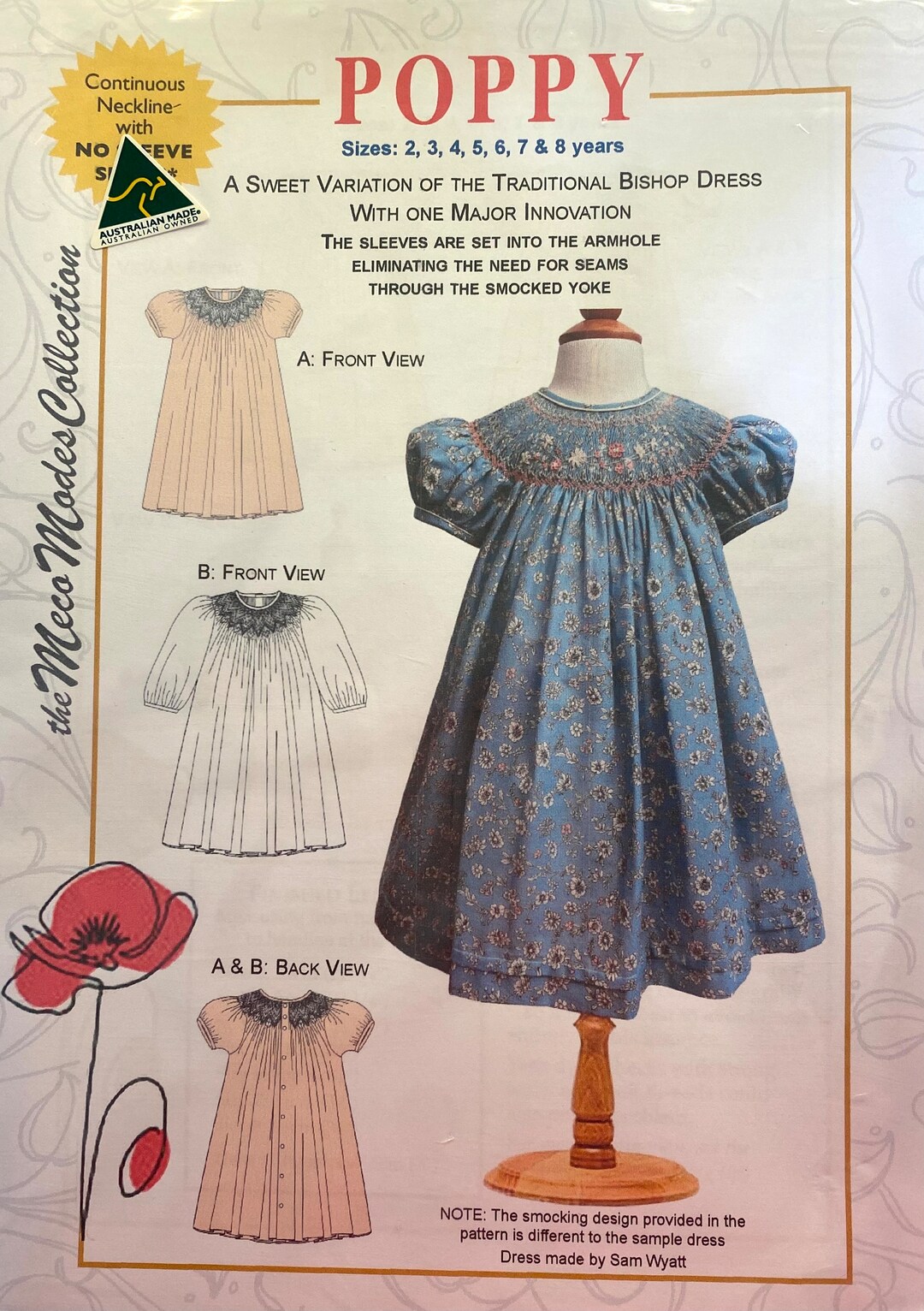 Bishop Pattern, Poppy Sewing Pattern, Meco Modes Smocked Bishop Dress ...