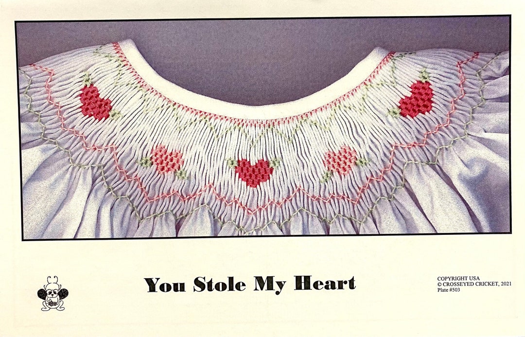 Smocking Plate by Crosseyed Crickets “you Stole My Heart”, Heart ...