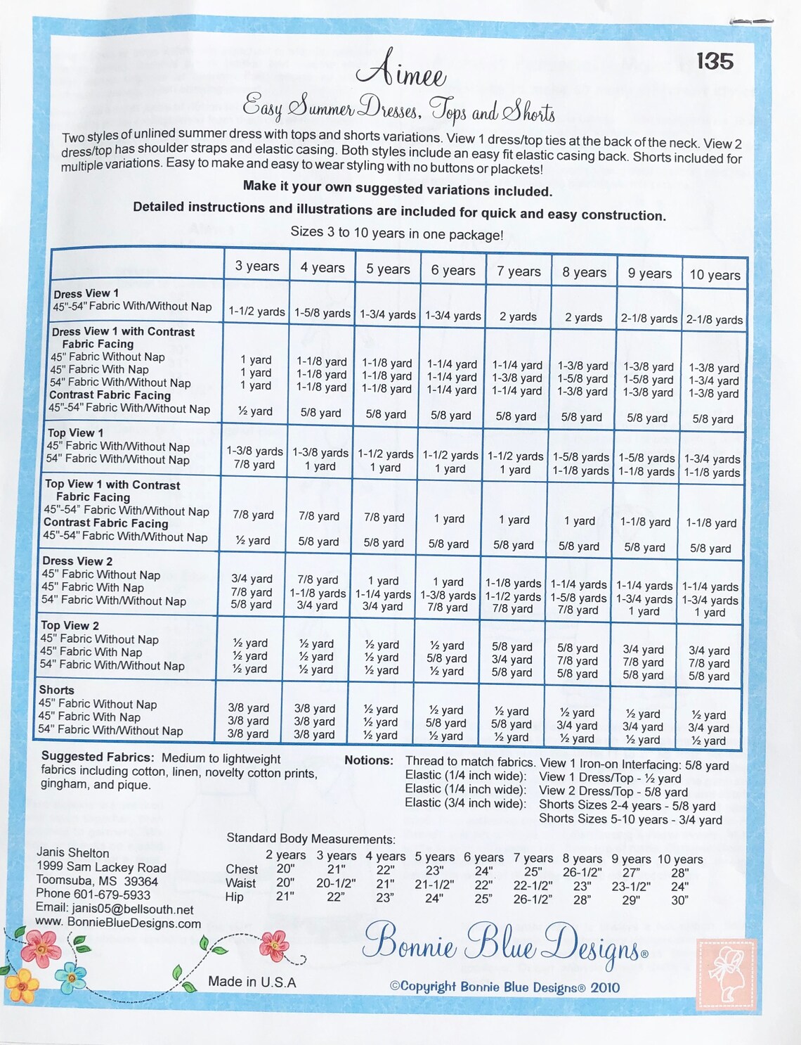 Summer Dress Sewing Pattern for Girls Bonnie Blue Designs - Etsy