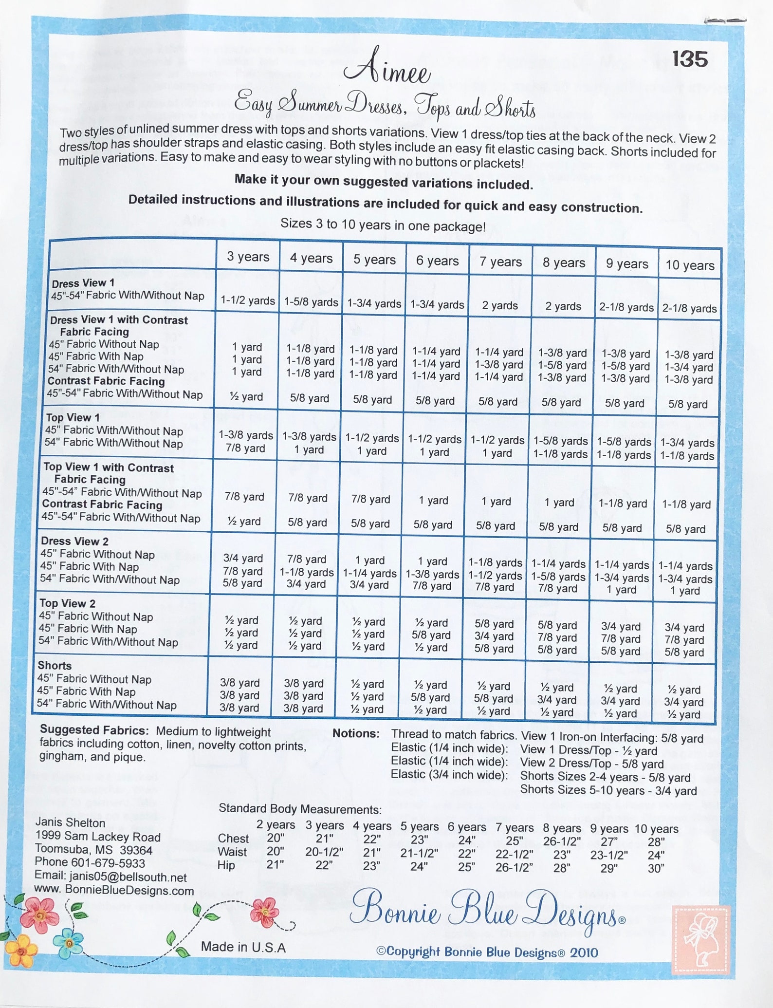 Summer Dress Sewing Pattern for Girls Bonnie Blue Designs - Etsy