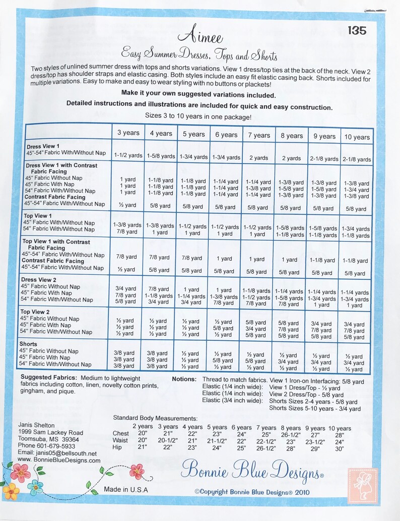 Summer Dress Sewing Pattern for Girls Bonnie Blue Designs - Etsy