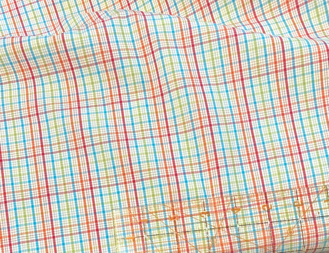 Multicolor Plaid Cotton Fabric: Summer Apparel Sewing, 60