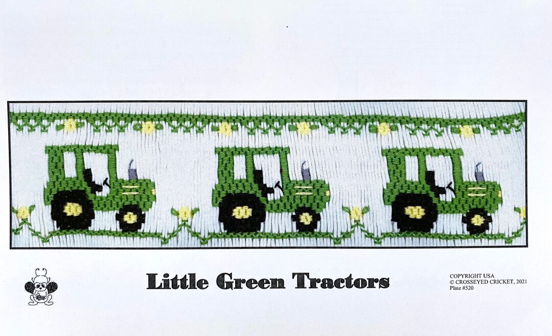 Smocking Plate by Crosseyed Crickets "little Green Tractors” - Etsy