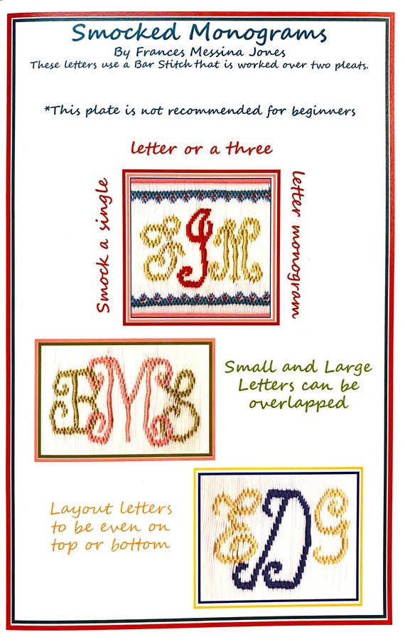 Smocked Monograms by Frances Messina Jones Booklet - Etsy