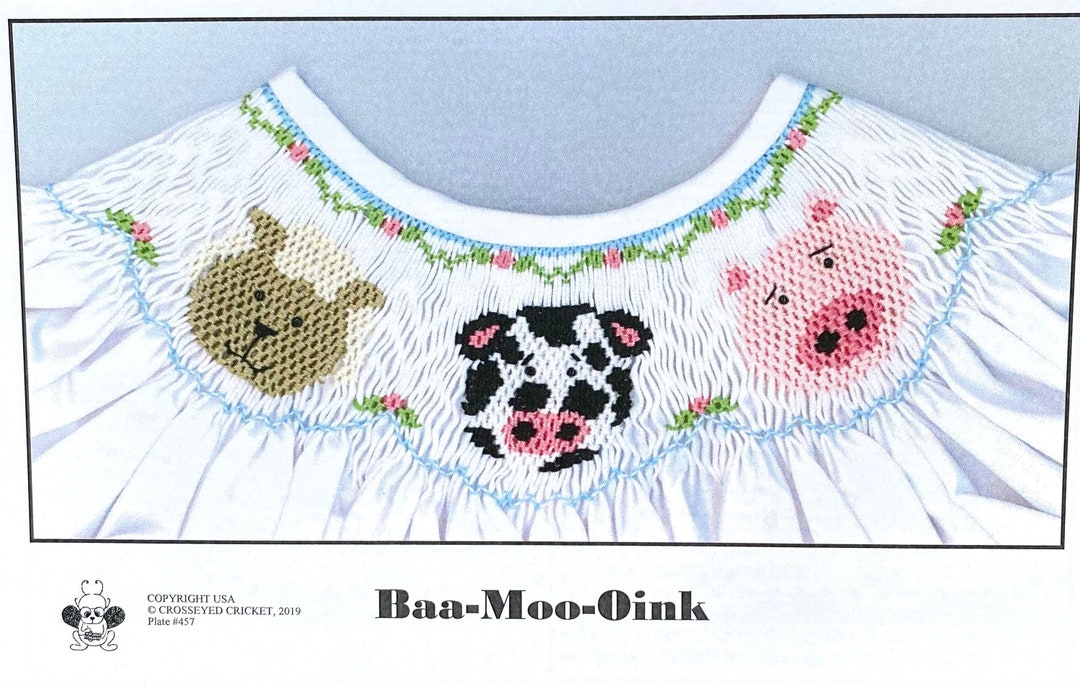 Farm Animal Smocking Plate: Sheep, Cow, Pig (paper Pattern) - Etsy